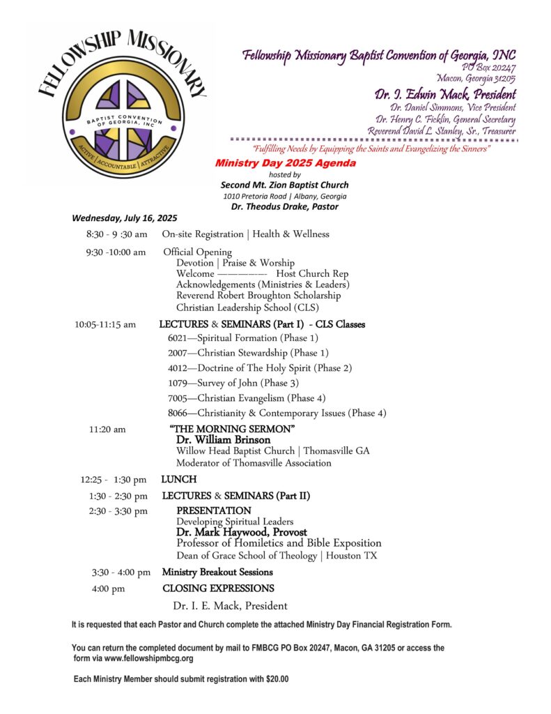 2025 Ministry Day Schedule – Fellowship Missionary Baptist Convention ...